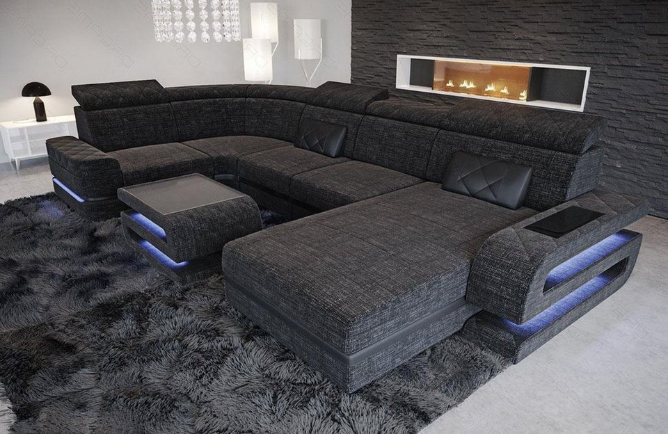 Sofa Dreams Wohnlandschaft Bologna M U Form Stoffsofa Mit Led Usb