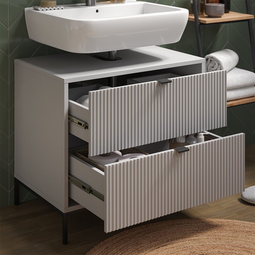 Vicco Waschbeckenunterschrank Eliza, Grau, 70 x 63 cm mit 2 ...