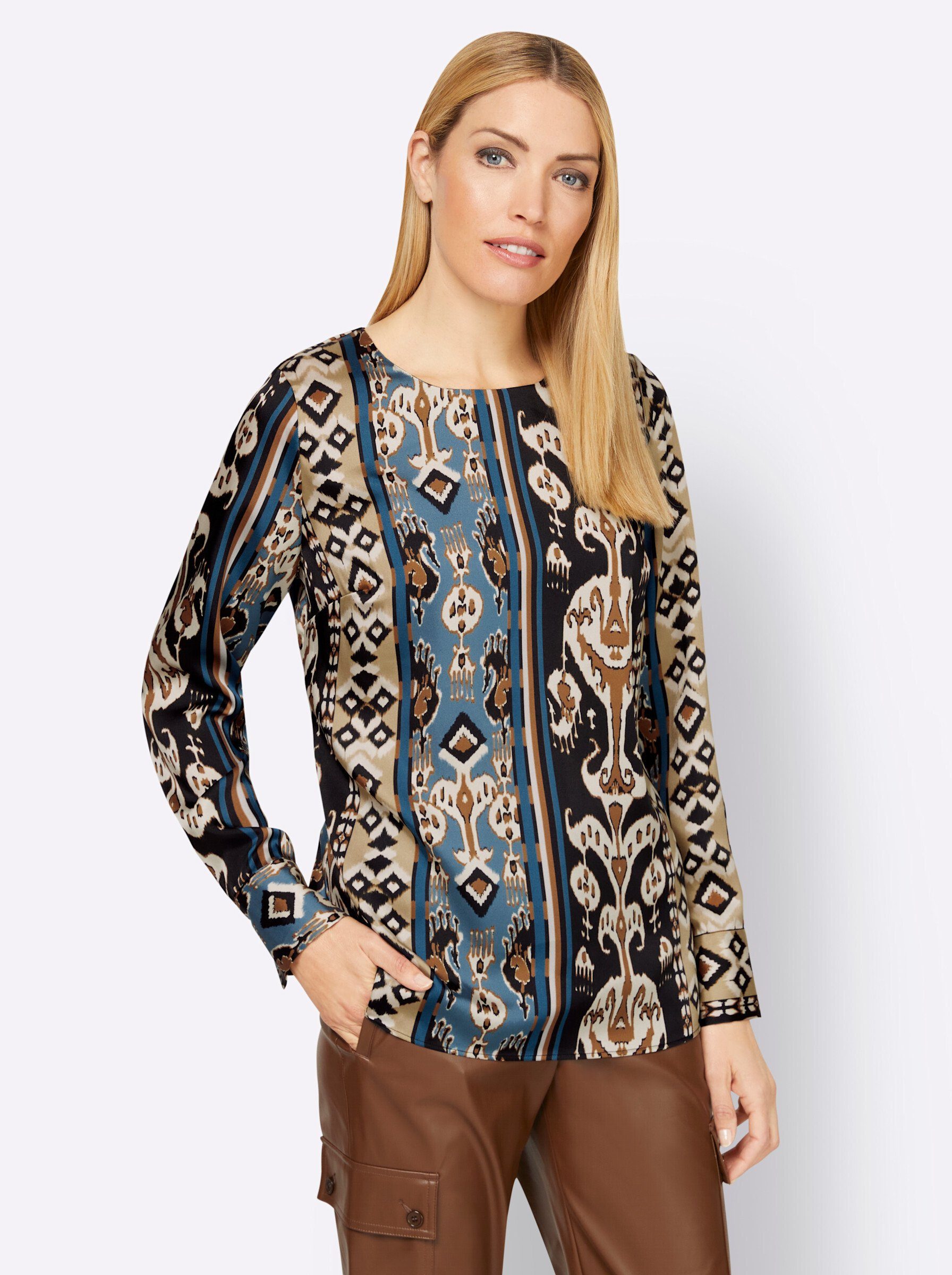 Heine Klassische Bluse Druckbluse Knopfverschluss Im Nacken