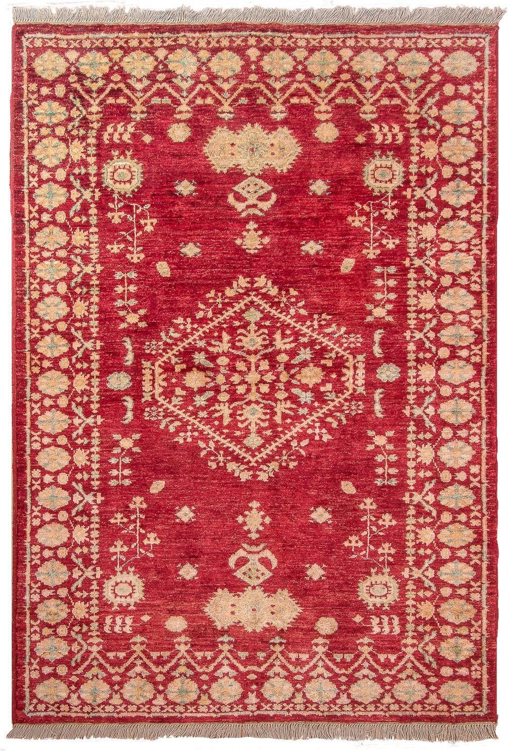 Wollteppich Ziegler Modern Teppich Handgeknüpft Rot Morgenland