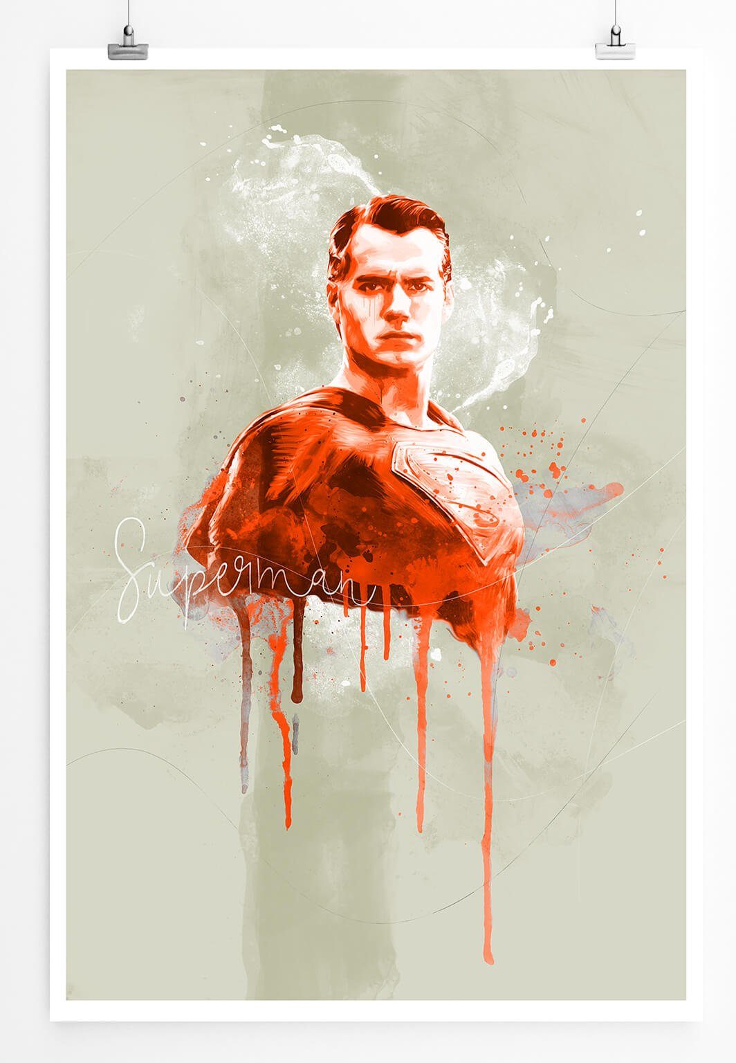 Sinus Art Leinwandbild Superman 90x60cm Paul Sinus Art Splash Art