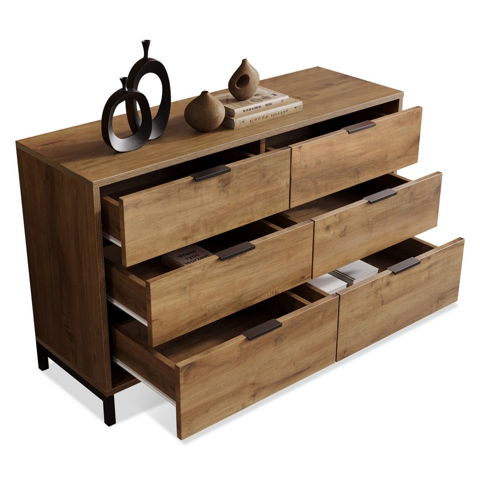 Modfu Kommode Sideboard Schrank Mit 3 Schubladen Und 2 Türen Für