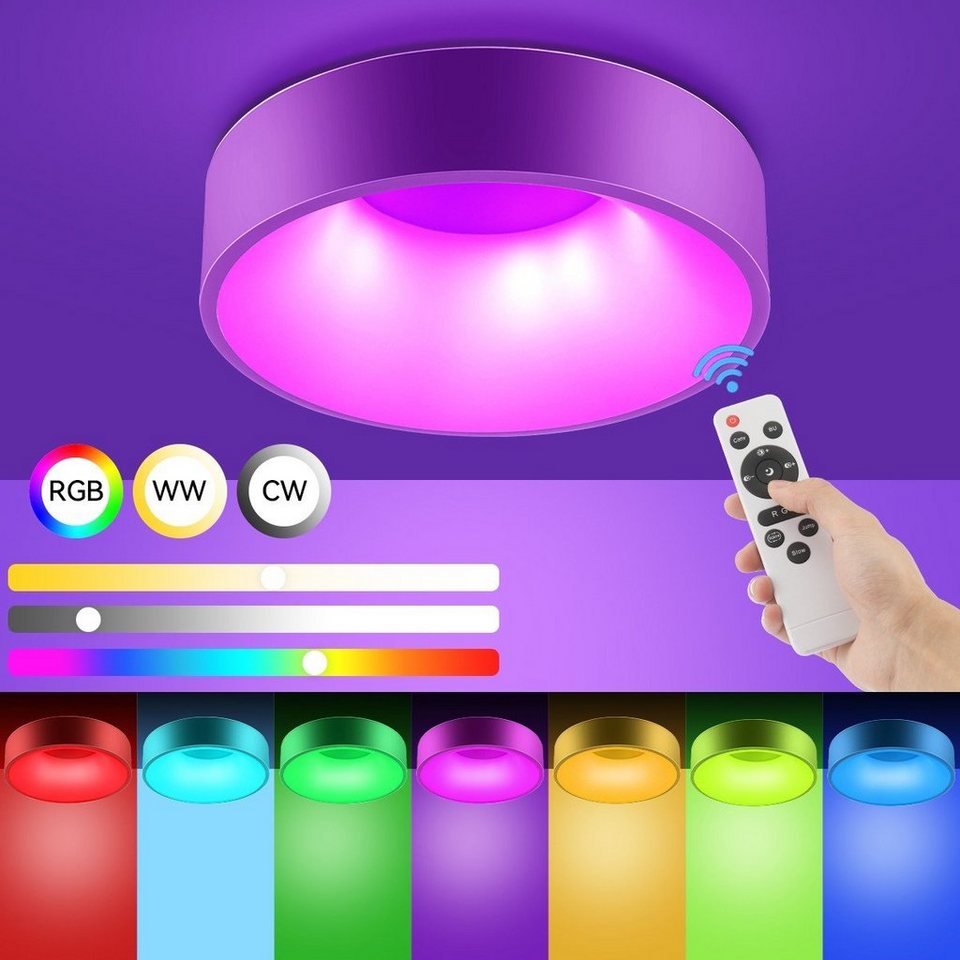 Letgospt Deckenleuchte Led Deckenleuchte Dimmbar Rgb 24w 2400lm Rgb