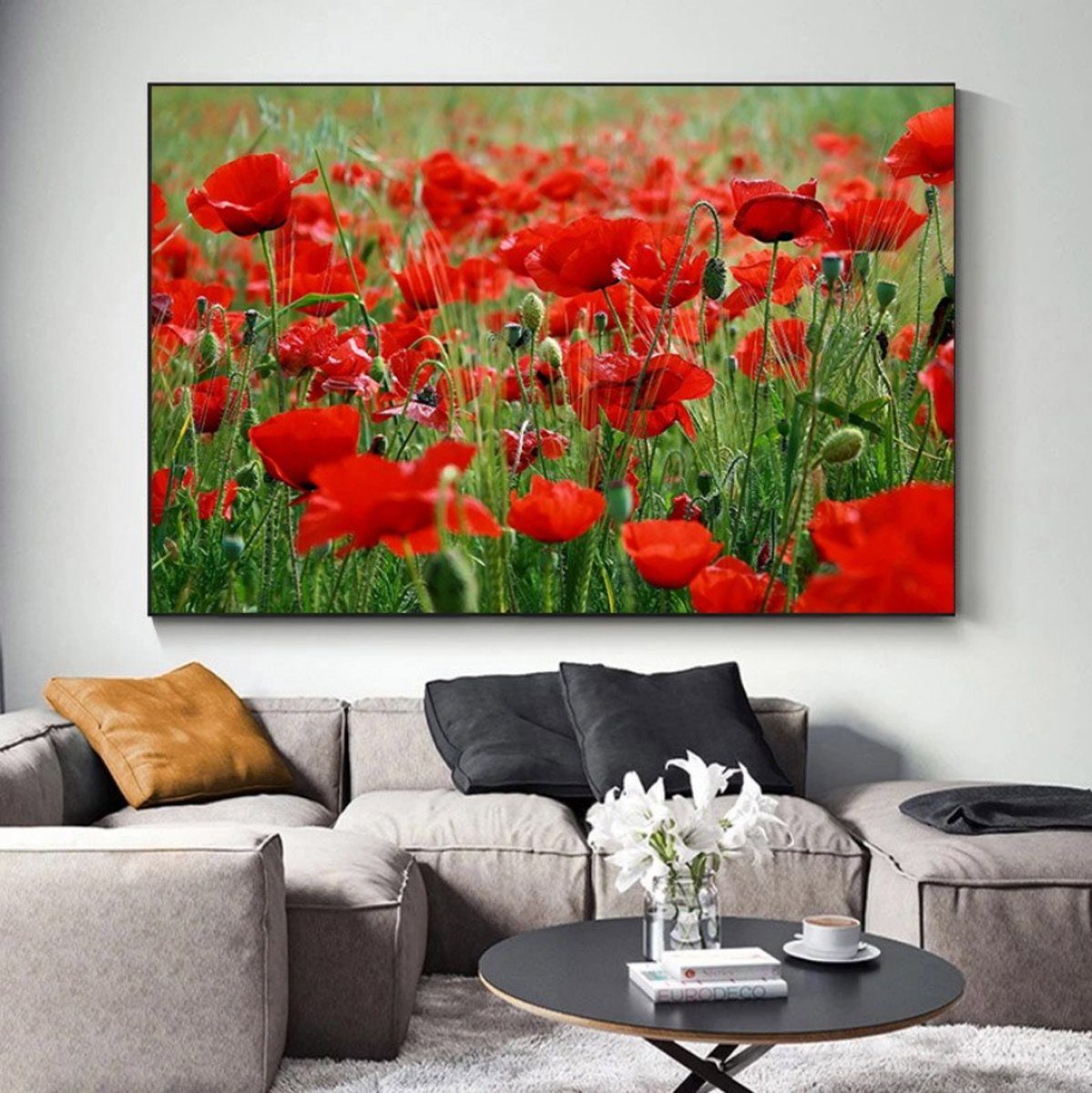 TPFLiving Kunstdruck (OHNE RAHMEN) Poster - Leinwand - Wandbild, Mohnblumen (Leinwandbild XXL ...