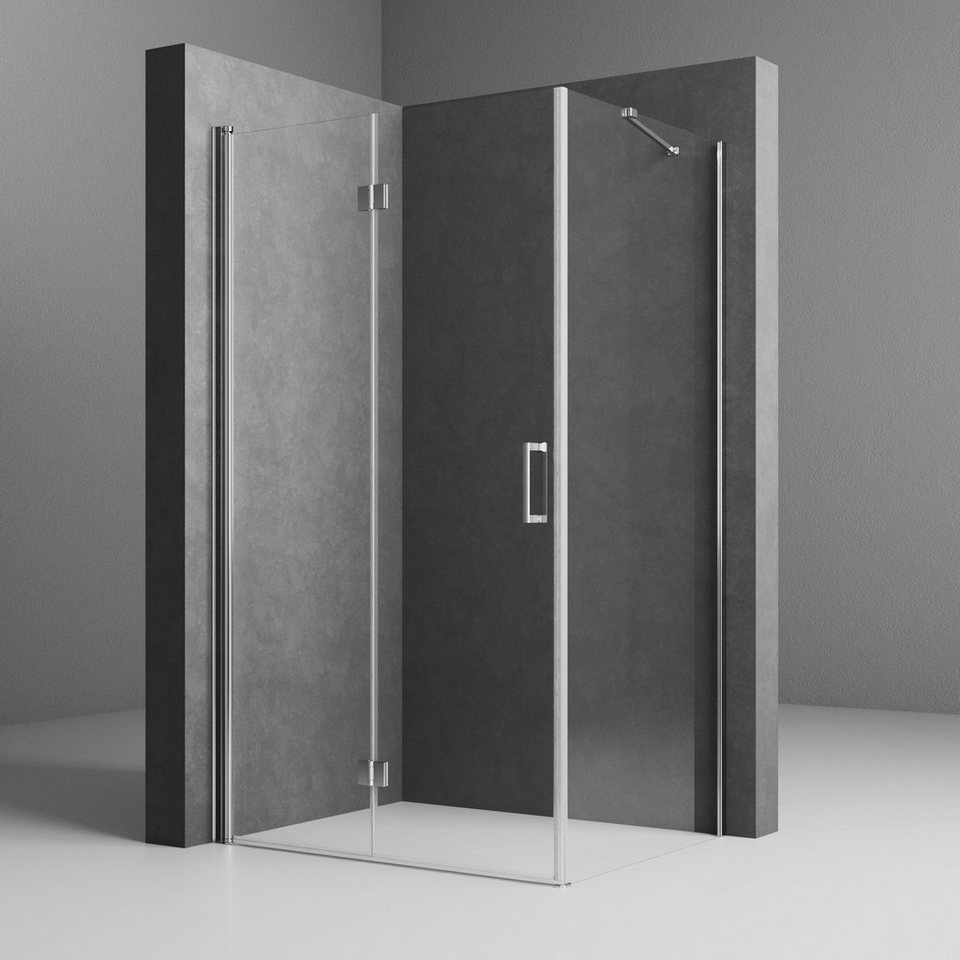 Boromal Eckdusche Duschkabine 90x90 80x80 Eckeinstieg Falttür