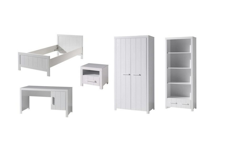 Möbelando Jugendzimmer Set Erik Aus Massiv Kiefer Und Mdf In Weiß