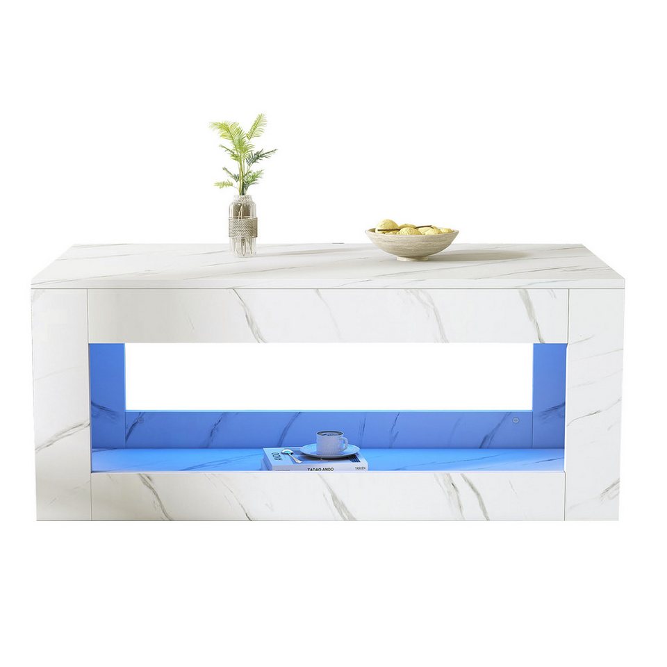 Rutaqian Wohnzimmertisch Moderner Led Couchtisch Couchtisch Für