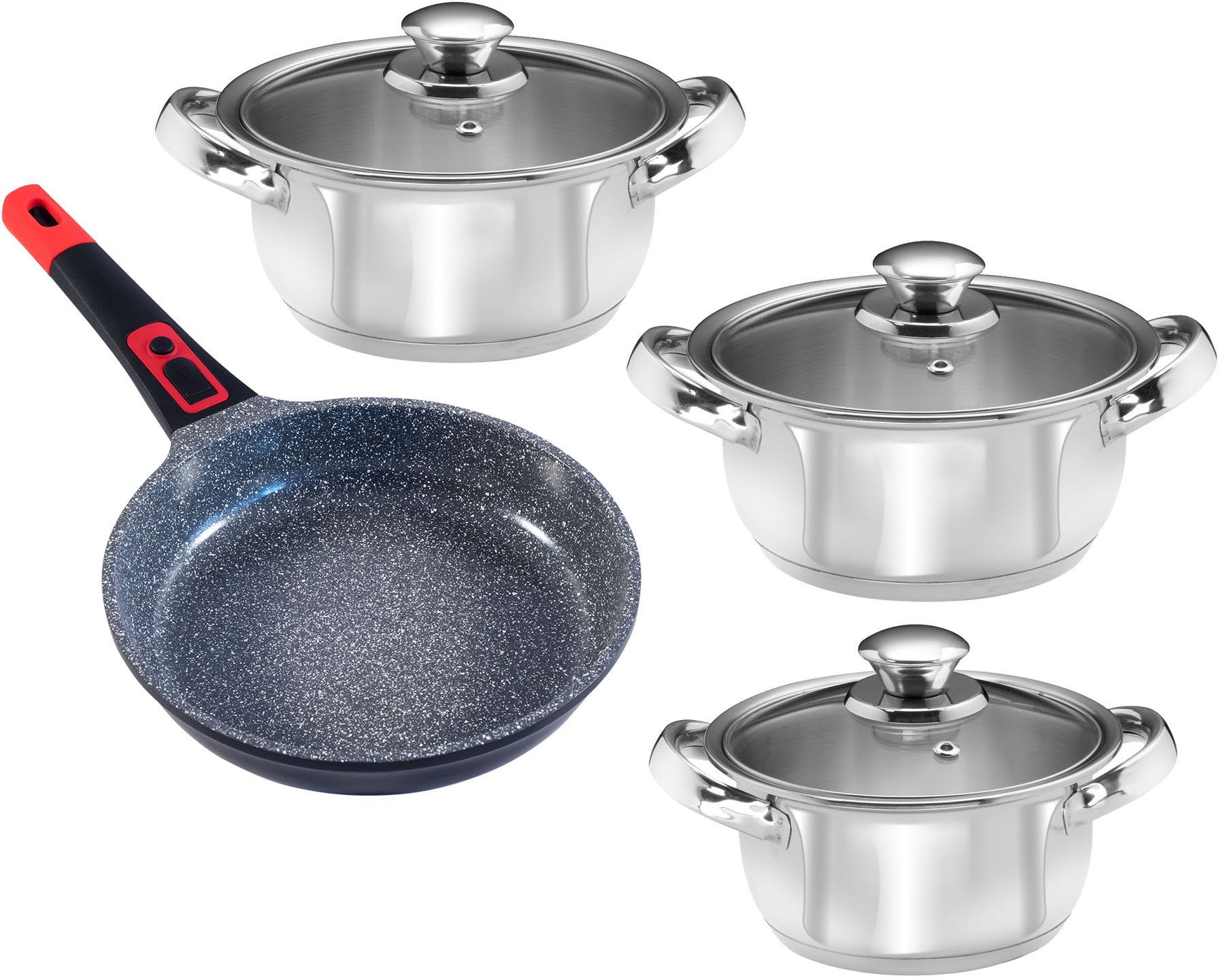 King Topf Set Edelstahl Edelstahl Set 7 Tlg 3 Töpfe Ø 161820 Cm