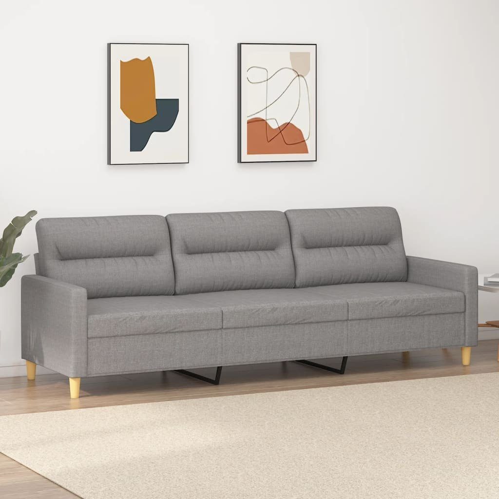 vidaXL Sofa 3-Sitzer-Sofa Hellgrau 210 cm Stoff