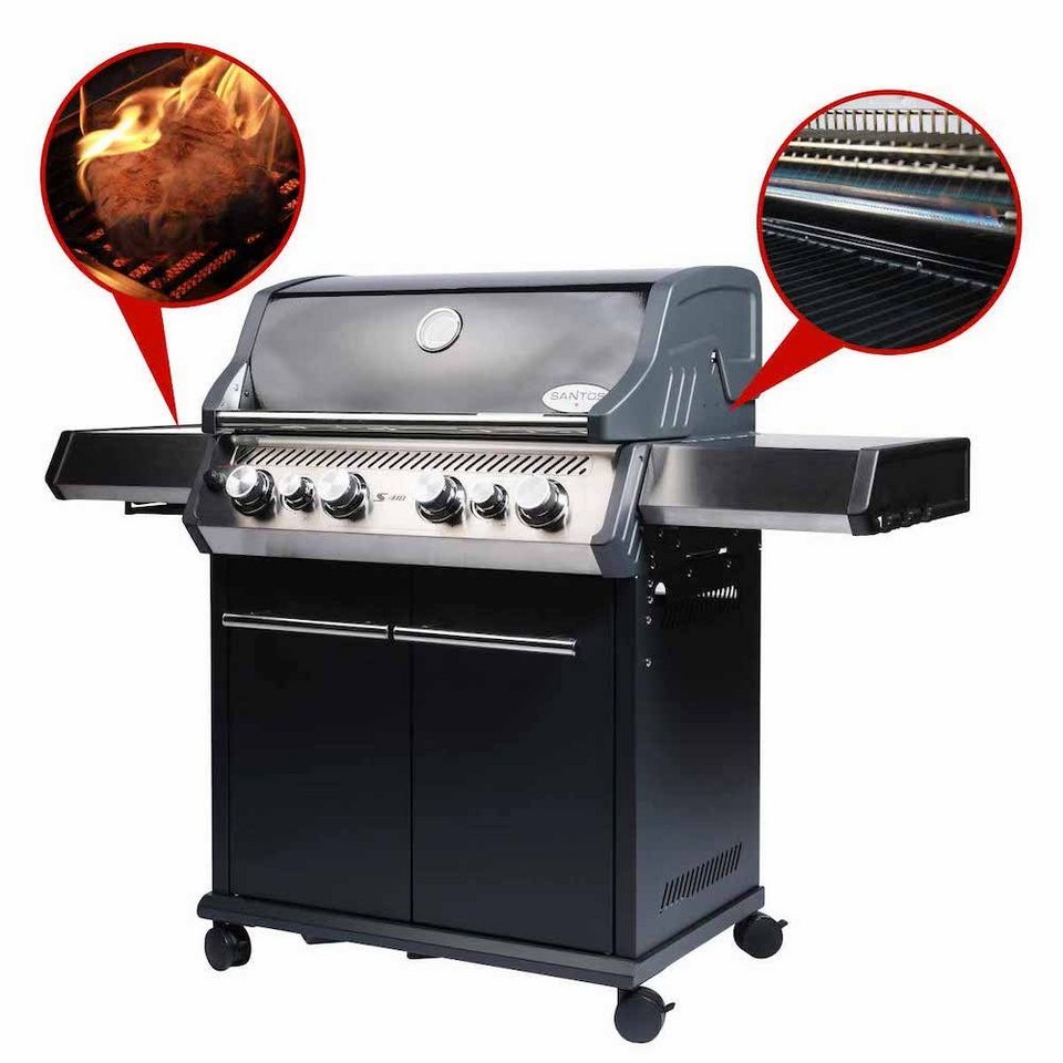 Santos Gasgrill Santos S 418 Gasgrill Schwarz Mit 4 Hauptbrennern Plus