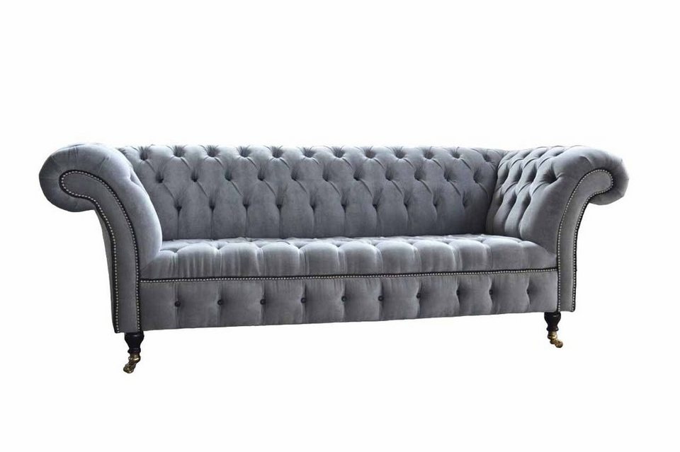 Jvmoebel Sofa Chesterfield 3 Sitzer Couch Sitz Textil Stoff Couchen