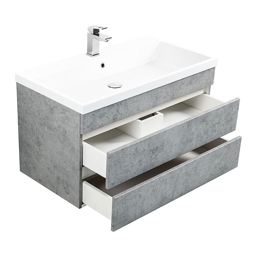 Lomadox Waschtisch Kassandra 02 Badmöbel Mit Unterschrank In Beton