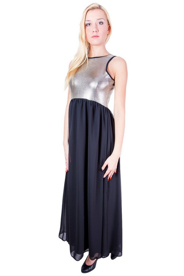 Sarciaeu Maxikleid John Zack Schwarz Goldfarbiges Maxi Kleid Freier