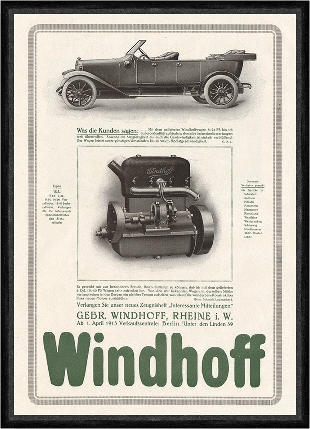 Kunstdruck Gebr. Windhoff Fahrzeugfabrik Rheine Westfalen Plakat Braunbeck Faks_M, (1 St)