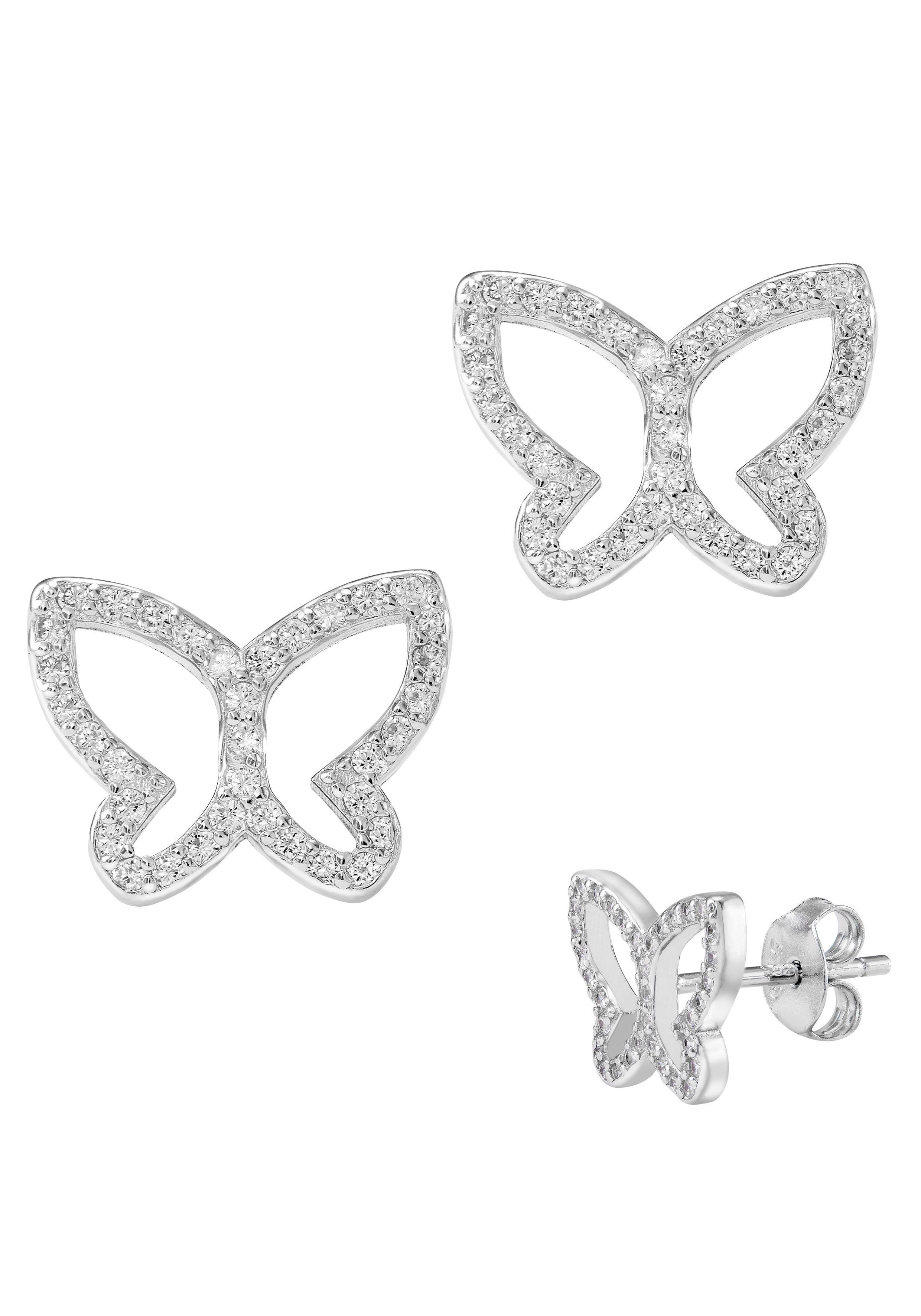 Firetti Paar Ohrstecker Schmuck Geschenk Silber 925 Ohrschmuck Glitzerohrstecker Schmetterling ...