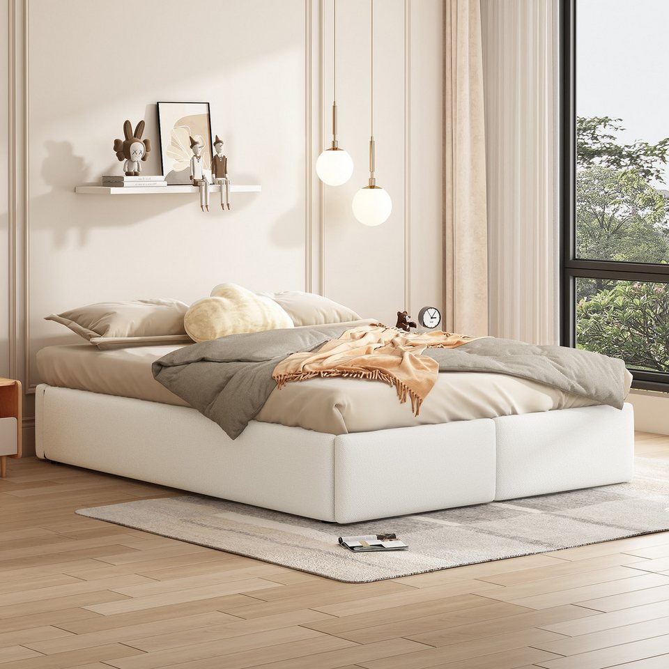 Rutaqian Polsterbett Stauraumbett Mit 2 Schubladen Doppelbett 140×
