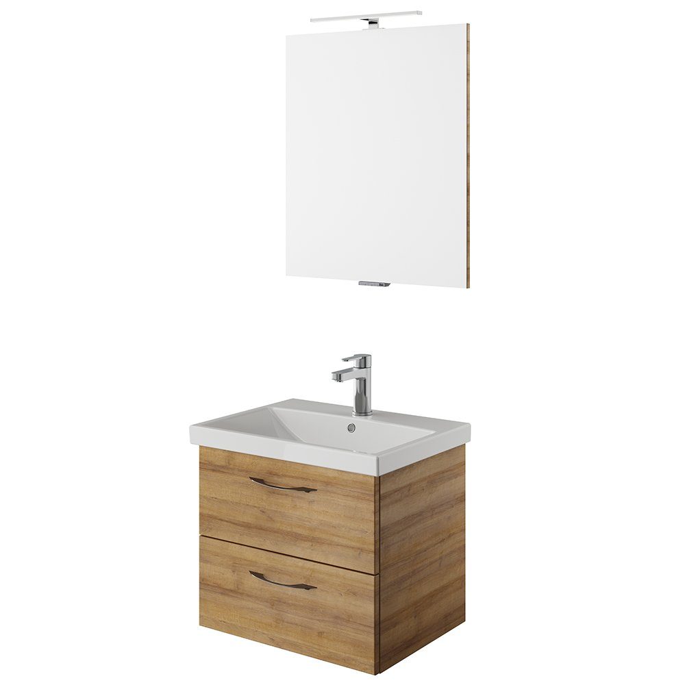Lomadox Badmöbel-Set VILLATORO-66, (Spar-Set, 2-St), mit Spiegel und Keramik Waschbecken in ...