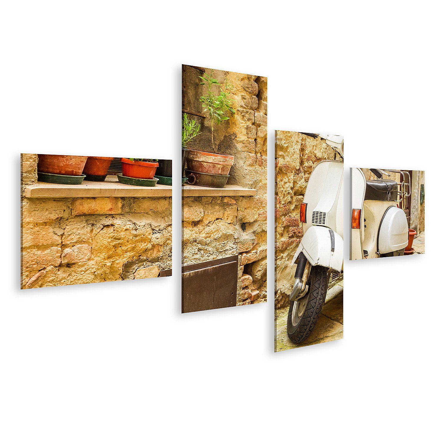 islandburner Leinwandbild Bild auf Leinwand Vintage Szene Mit Vespa Auf Alte Strasse Wandbild L
