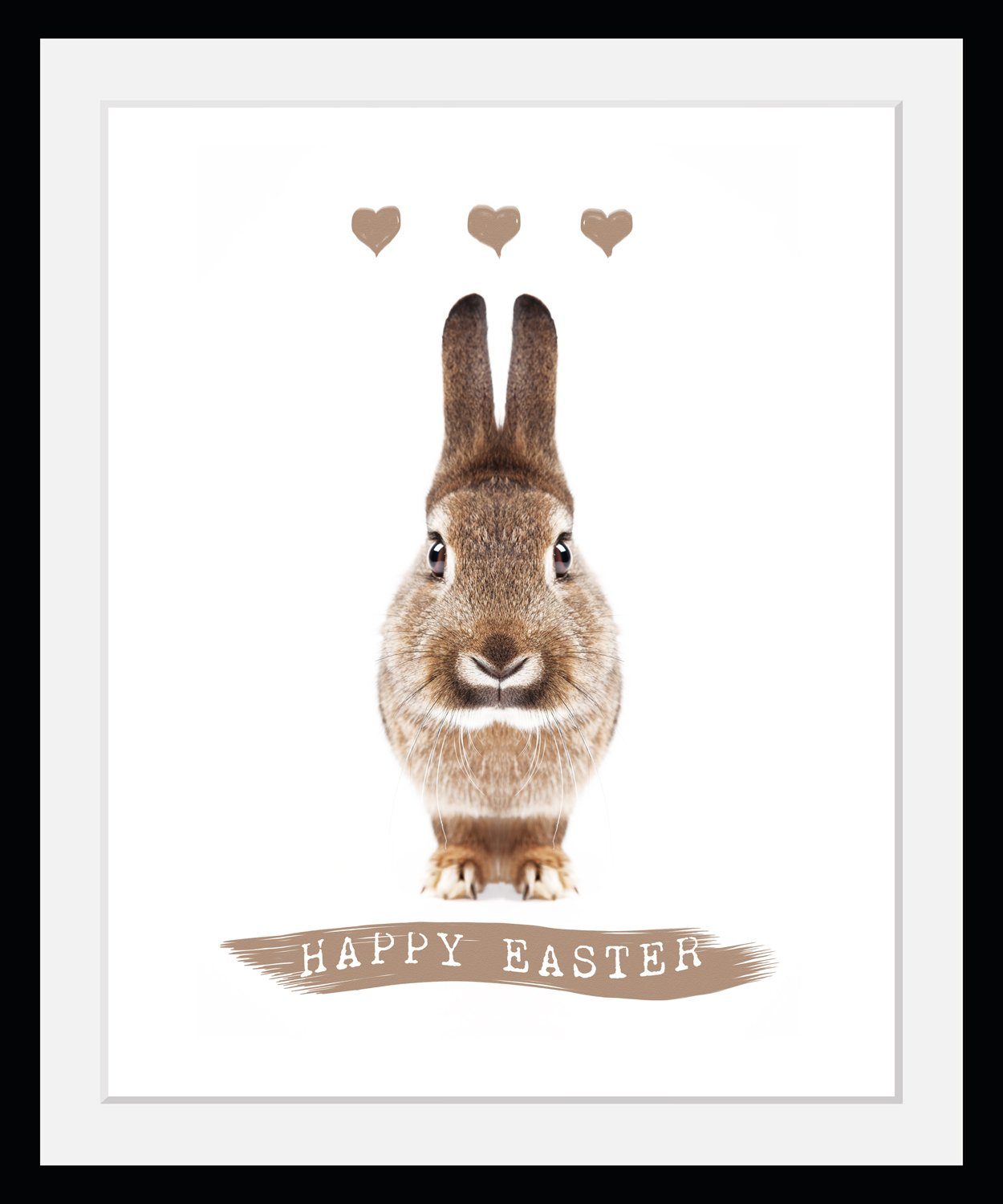 queence Bild mit Rahmen Ostern - Hase - Gerahmter Digitaldruck - Wandbild, Happy Easter (1 St ...