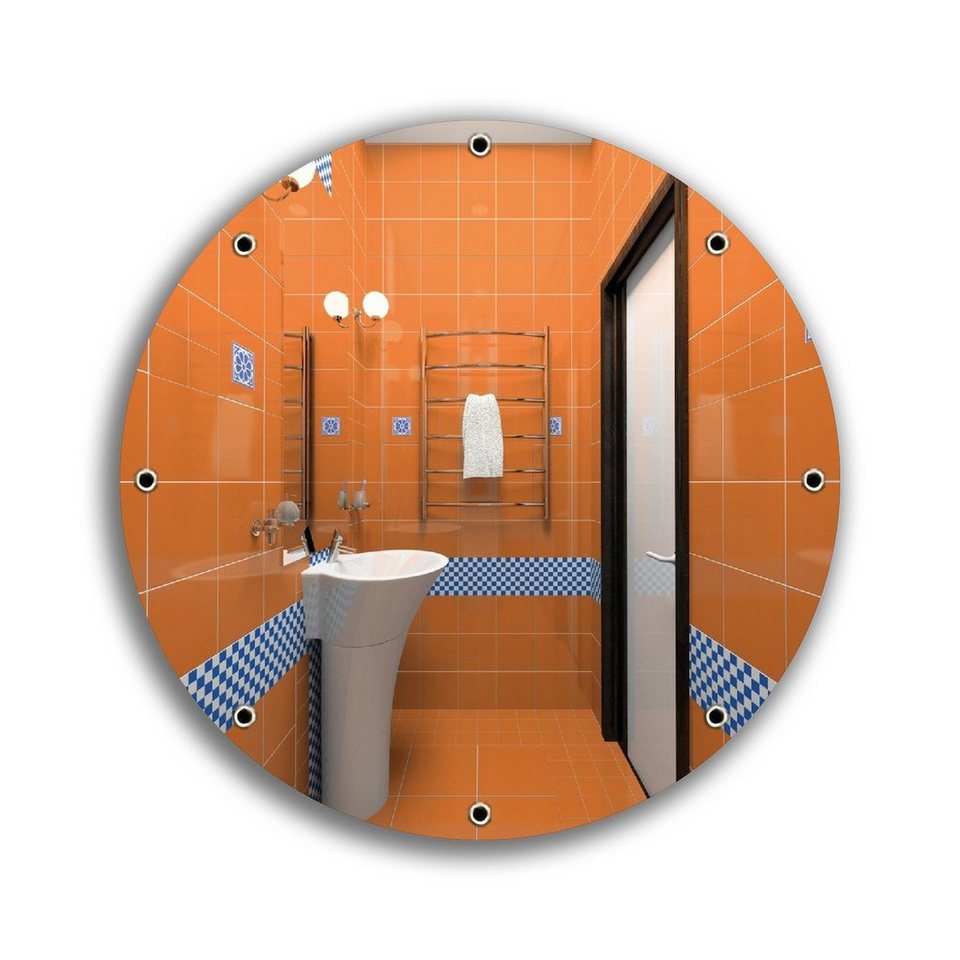Wallario Sichtschutzzaunmatten Modernes Badezimmer In Orange Mit Blauen
