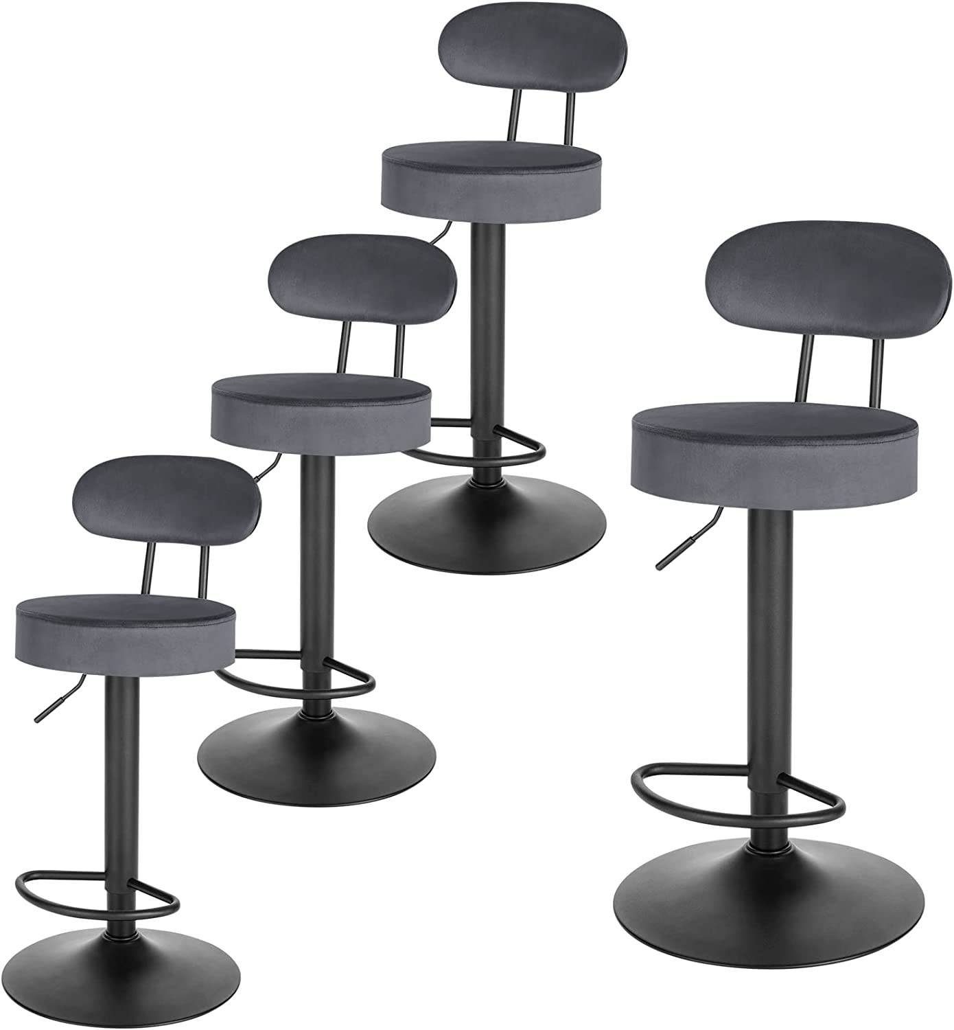 Eugad Barhocker 4 St Höhenverstellbar Ergonomischer Hocker Mit Samtbezug