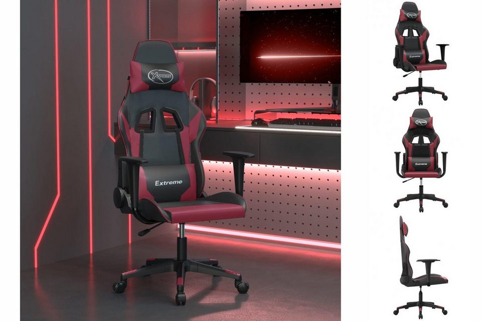 Vidaxl Bürostuhl Gaming Stuhl Mit Massagefunktion Schwarz Und Weinrot