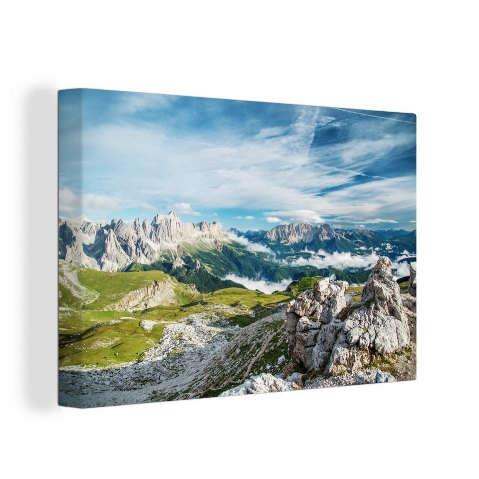 Onemillioncanvasses® Leinwandbild Alpen Felsen Gras 1 St