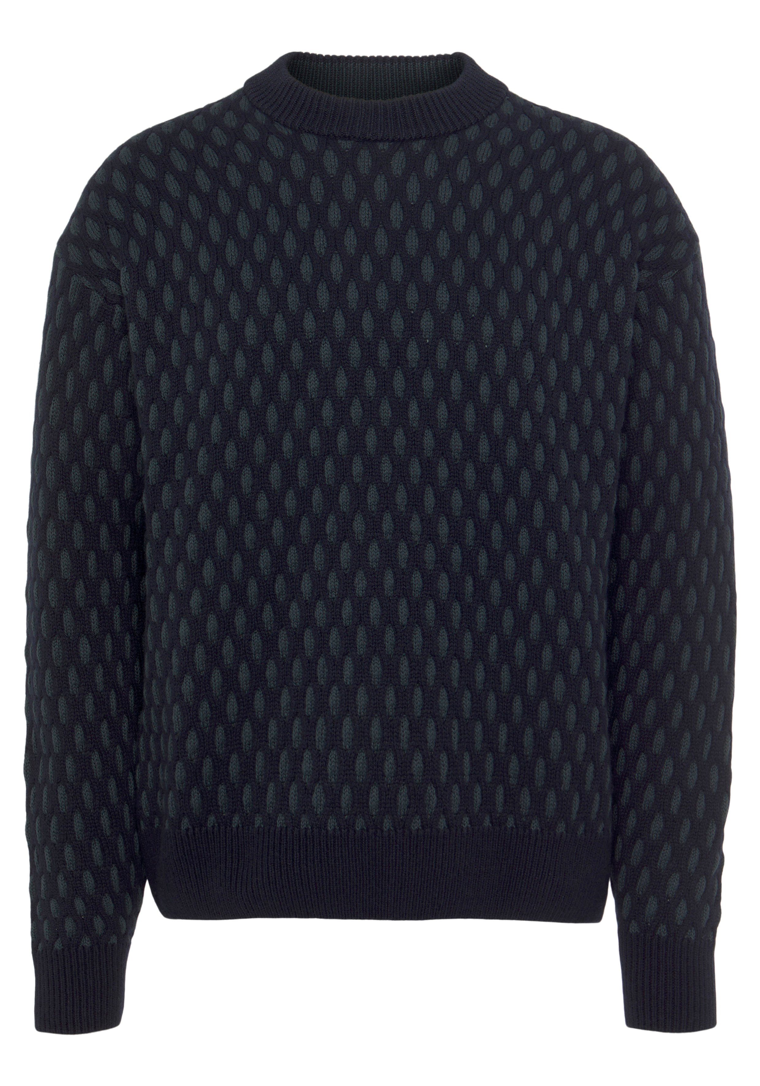 BOSS ORANGE Strickpullover Kesh mit zweifarbigem Strickmuster, Relaxed-fit mit überschnittener ...