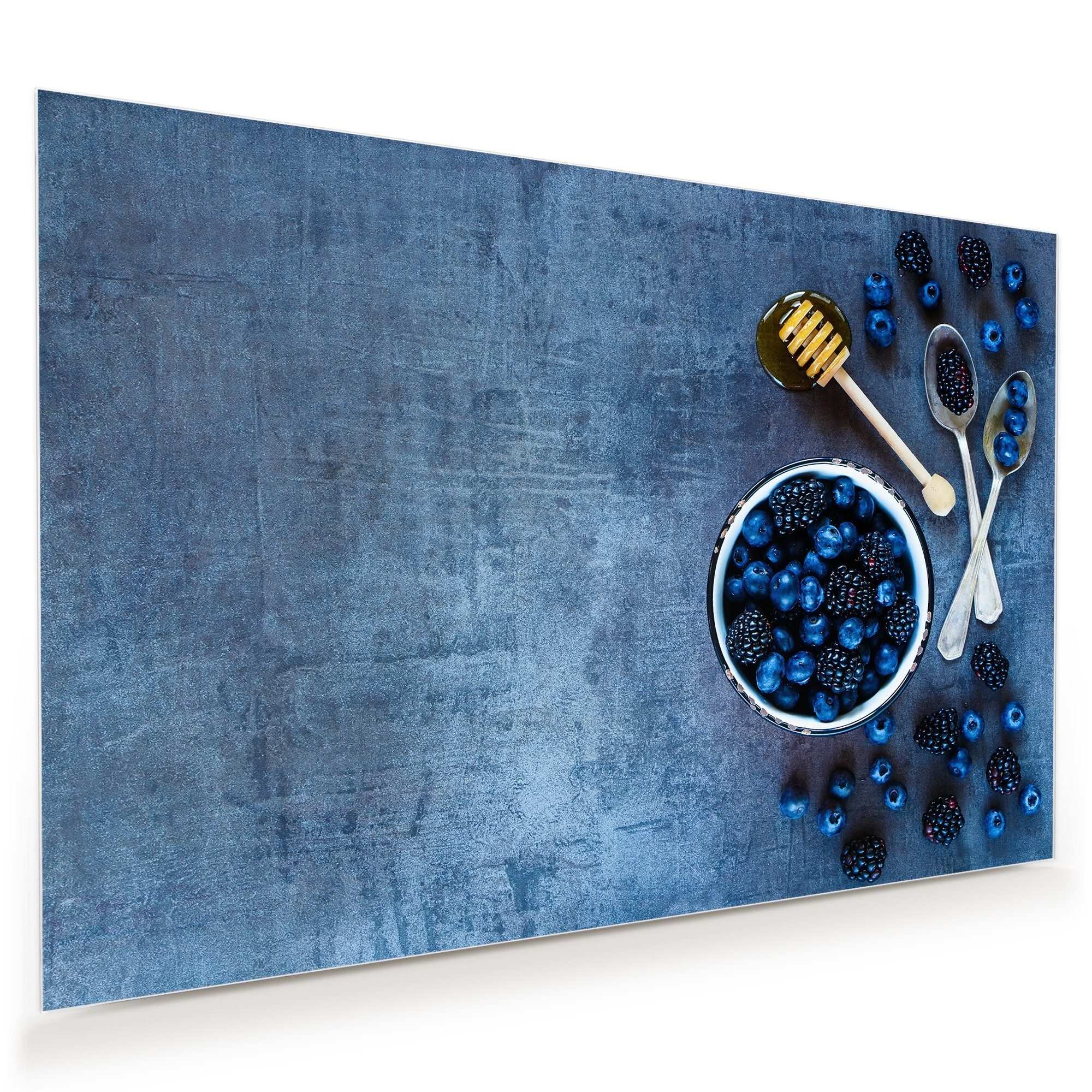 Primedeco Glasbild Wandbild Heidelbeeren Auf Tafel Mit Aufhängung Früchte