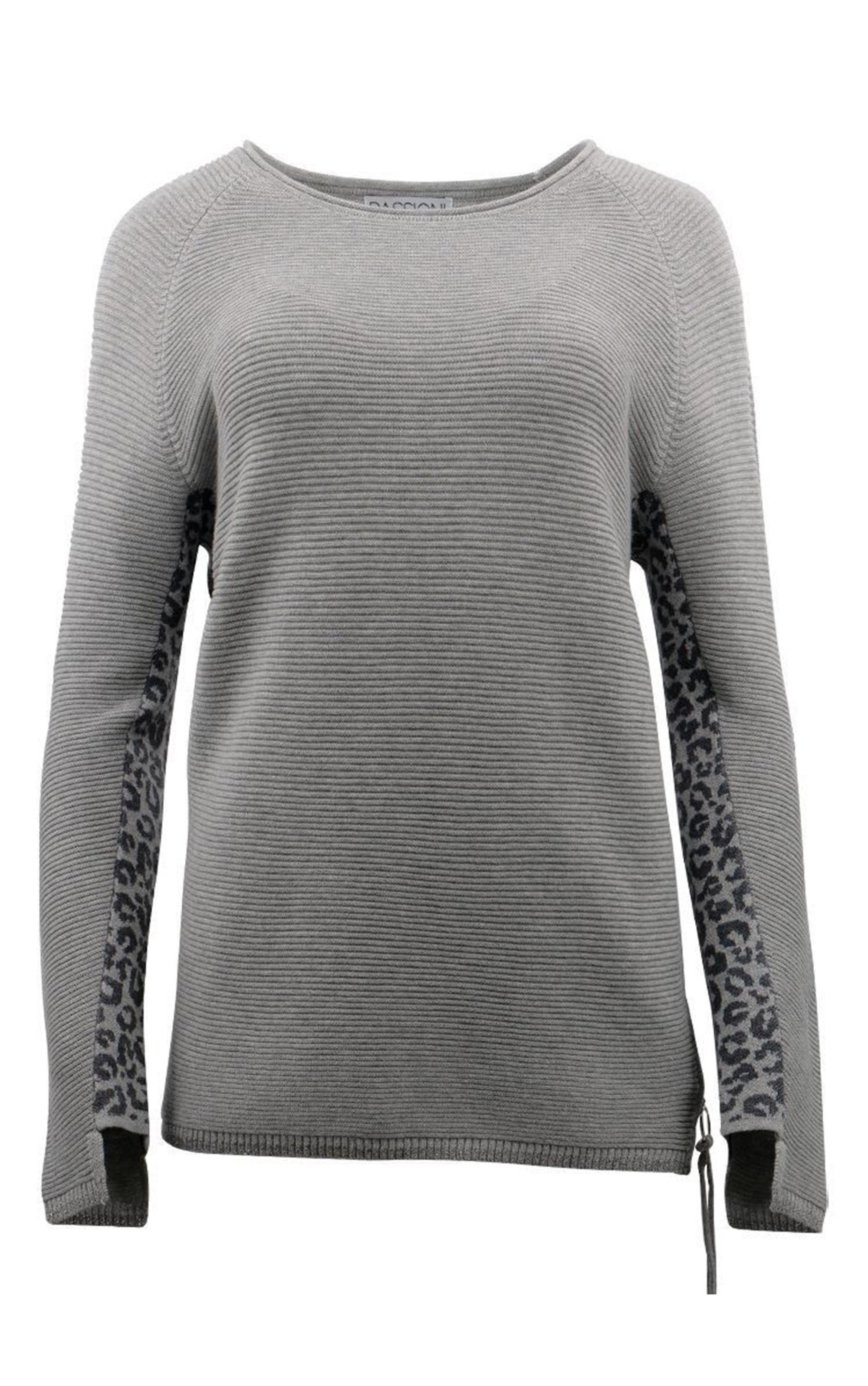 Passioni Strickpullover Reverse Knit Pullover mit Leo-Einsätzen, Mit ...