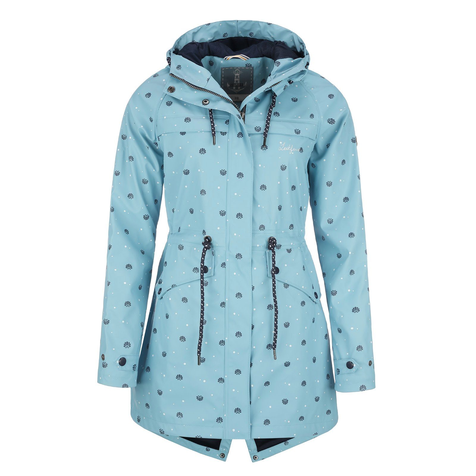 Coastguard Regenmantel Damen Pu Kurzmantel Allover Print Muschel