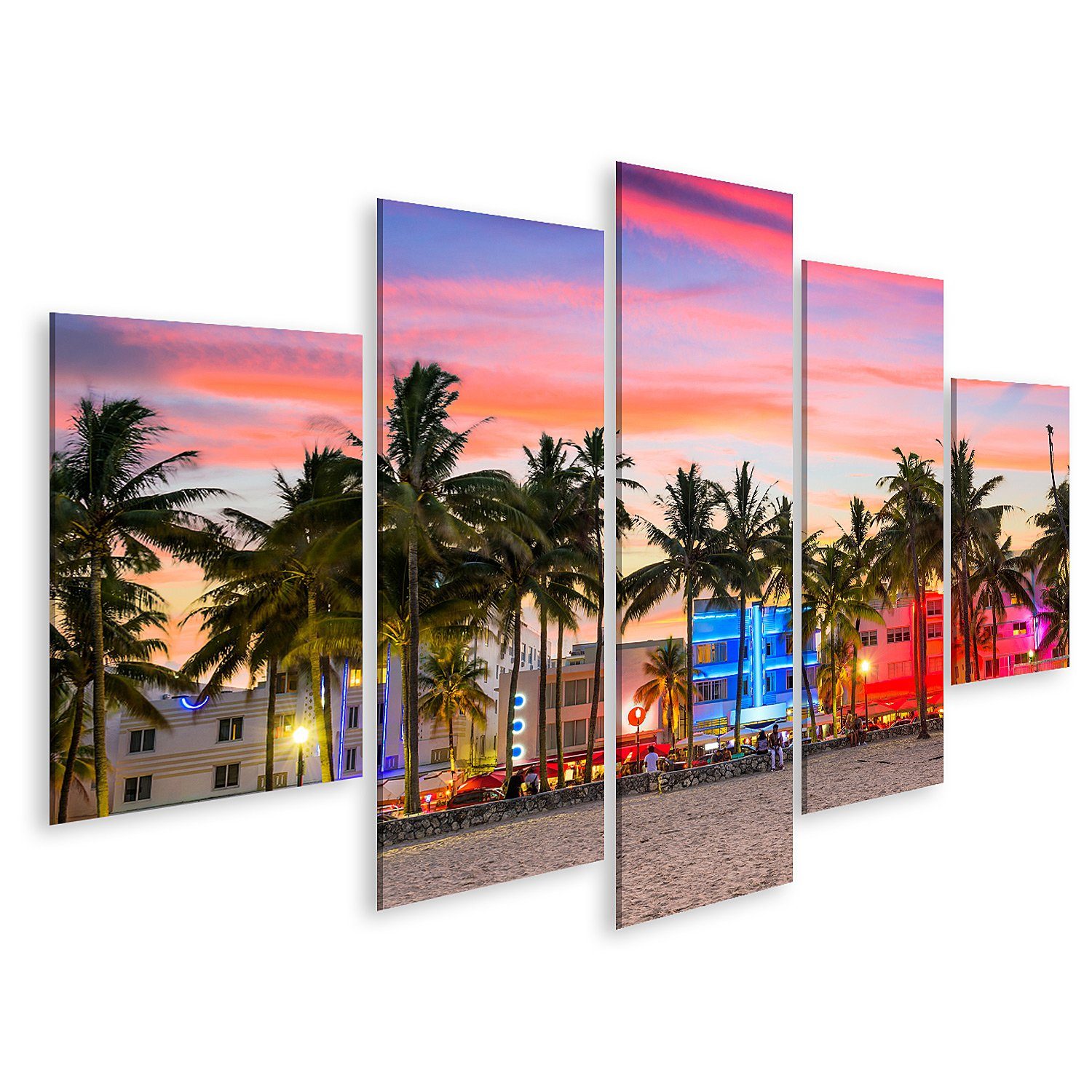 islandburner Leinwandbild Bild auf Leinwand Miami Strand Florida Wandbild Poster Kunstdruck Bild