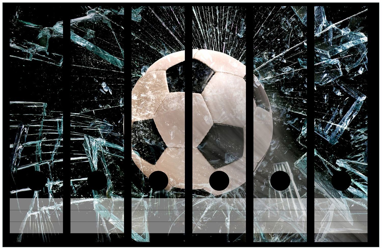 Wallario Aktenordner Fußball Im Fenster Splitter Und Glas