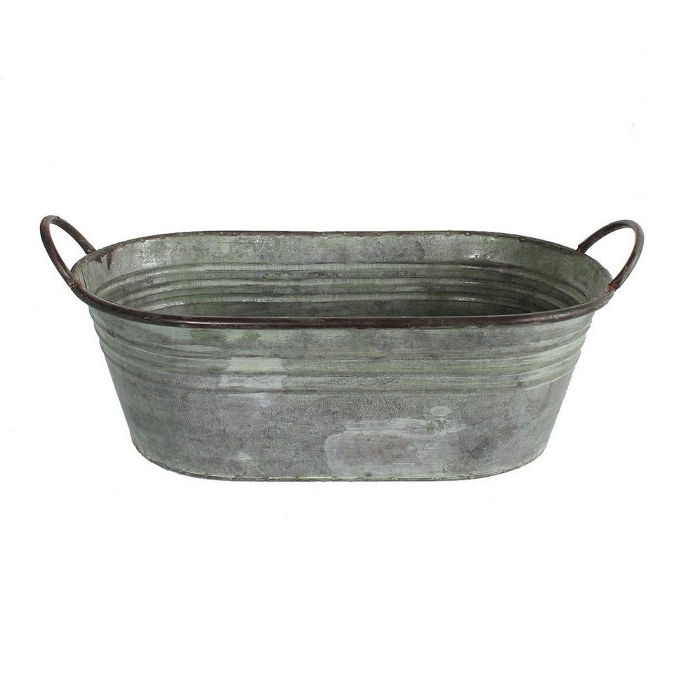 Colourliving Blumentopf Pflanztopf Zinktopf Old Green 50cm Oval 1 St