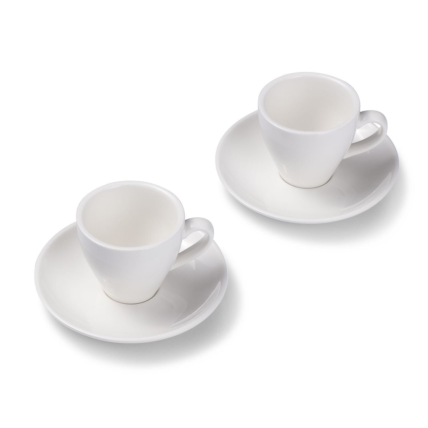 Terra Home Espressotasse 2er Espressotassen Set Weiß Glossy 90 Ml Mit