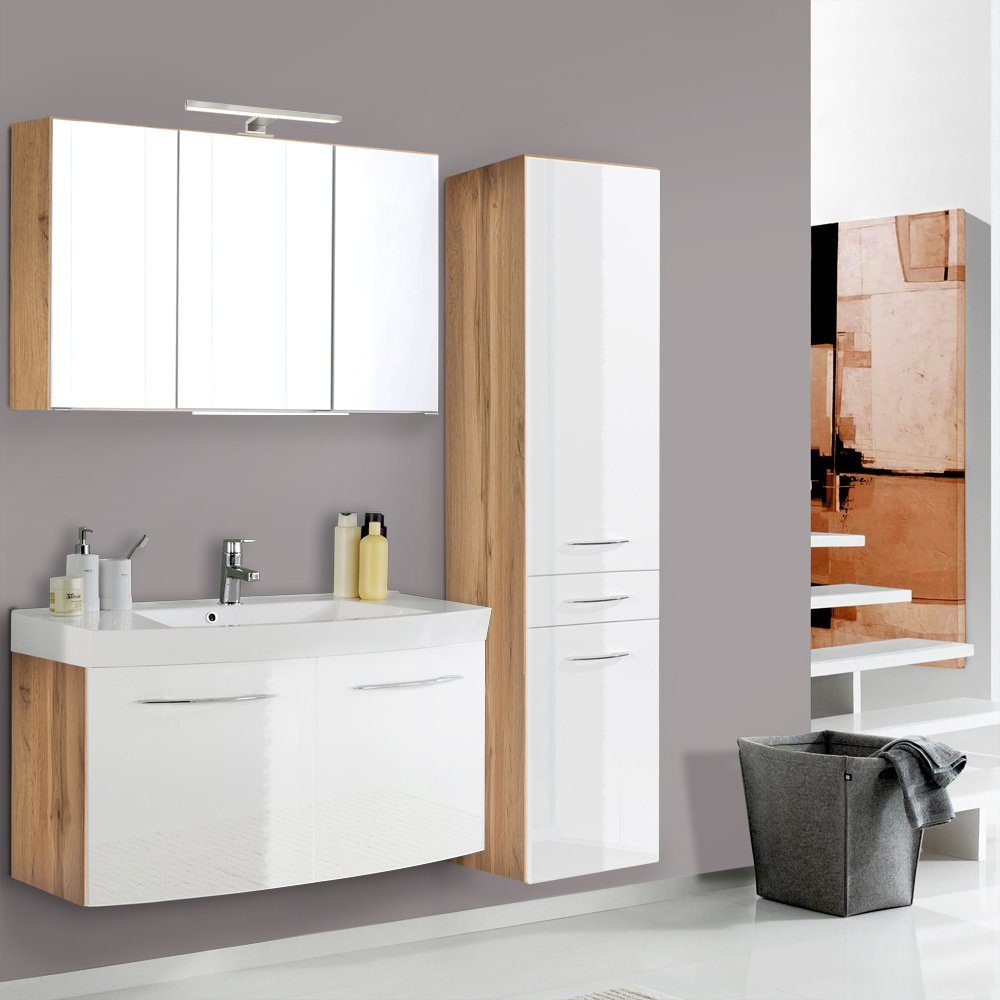Lomadox Badmöbel Set Florido 03 Oak Spar Set 3 St 3 Tlg