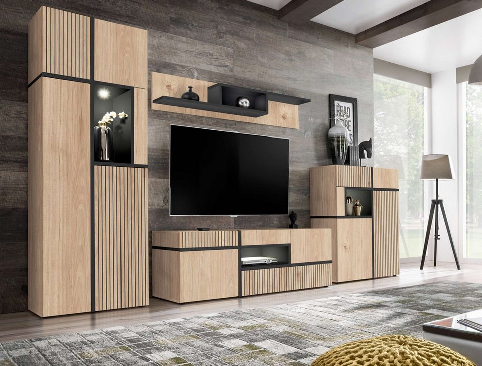 Stylefy Wohnwand Hamar Set 4 St Wohnmöbel Wohnzimmer Set Tv