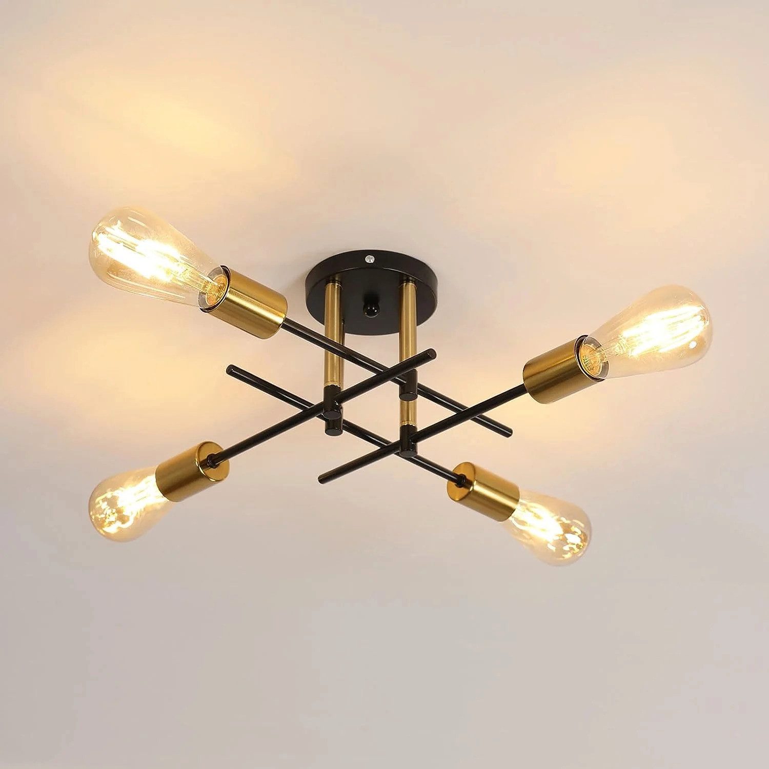 Riserva Deckenleuchte Deckenleuchte E27 4-flammig Schwarz Gold Retro 55 ...