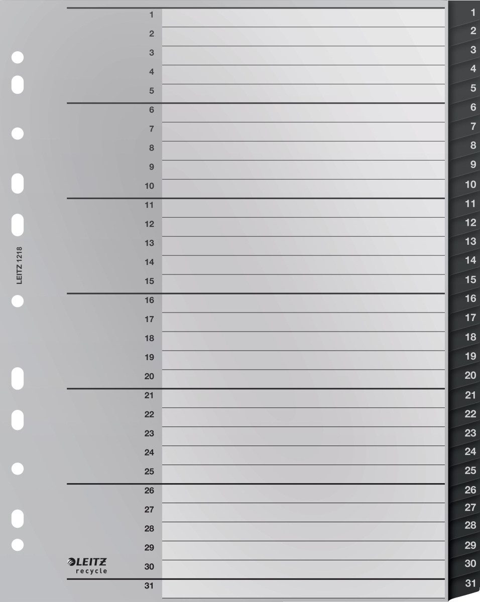 LEITZ Aktenordner Plastikregister Recycle A-Z A4 Maxi PP 20 Blatt ...