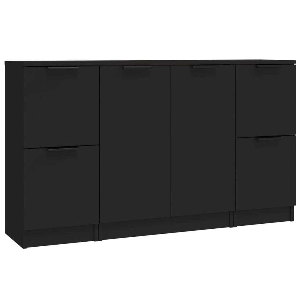 Vidaxl Sideboard Sideboards 3 Stk Schwarz Spanplatte Kommode