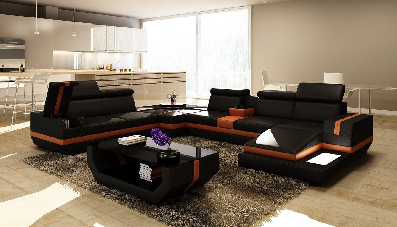 JVmoebel Ecksofa, Ledersofa Couch Wohnlandschaft U-Form Design Modern ...