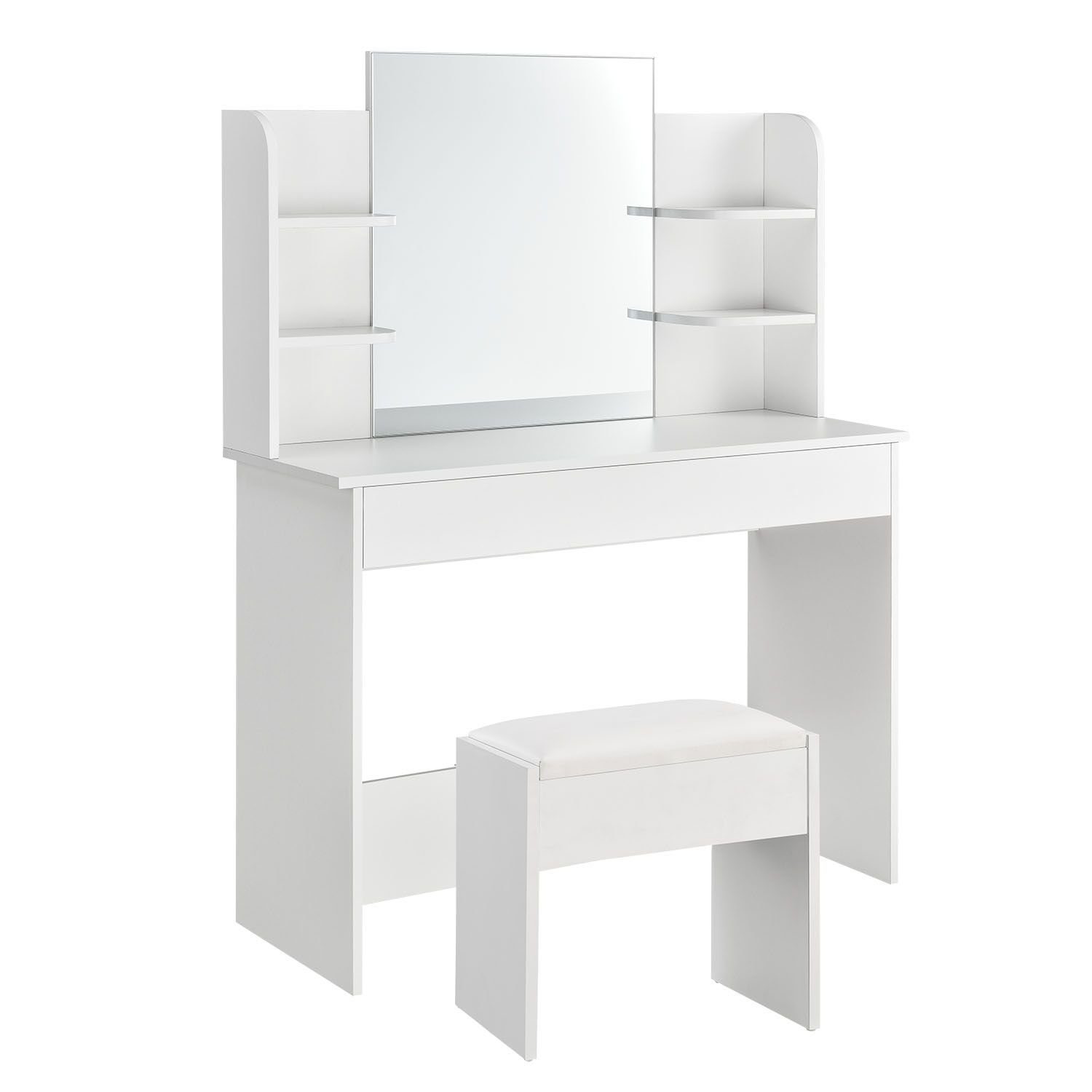 Juskys Schminktisch »Bella«, 108x40x139,5 cm, gepolsterter Hocker ...