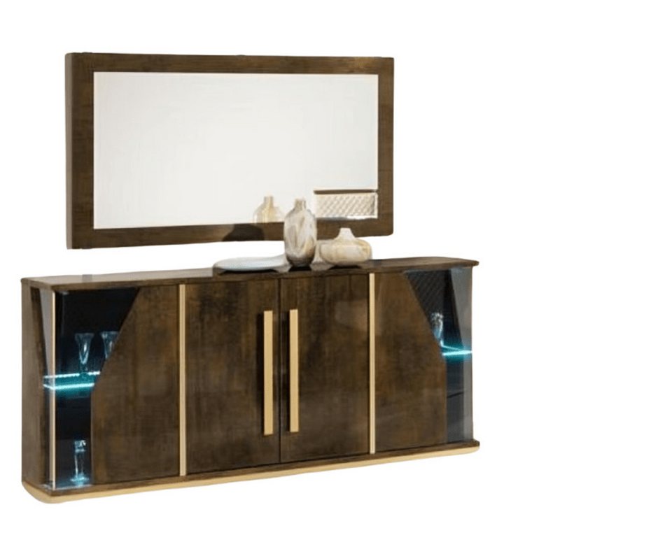 Jvmoebel Kommode Set Kommode Spiegel Designer Schrank Holz Hochglanz
