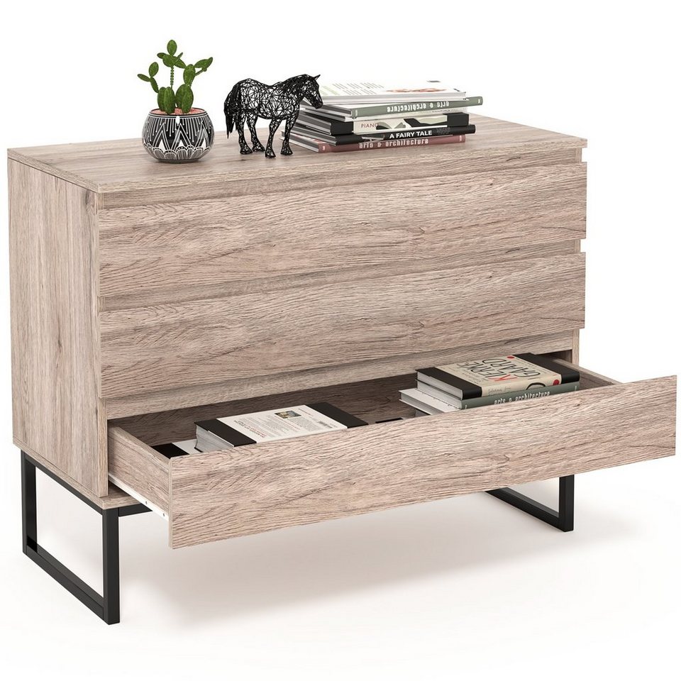 Homfa Kommode Mit 3 Schubladen Sideboard Beistellschrank Holz 80x39x70cm