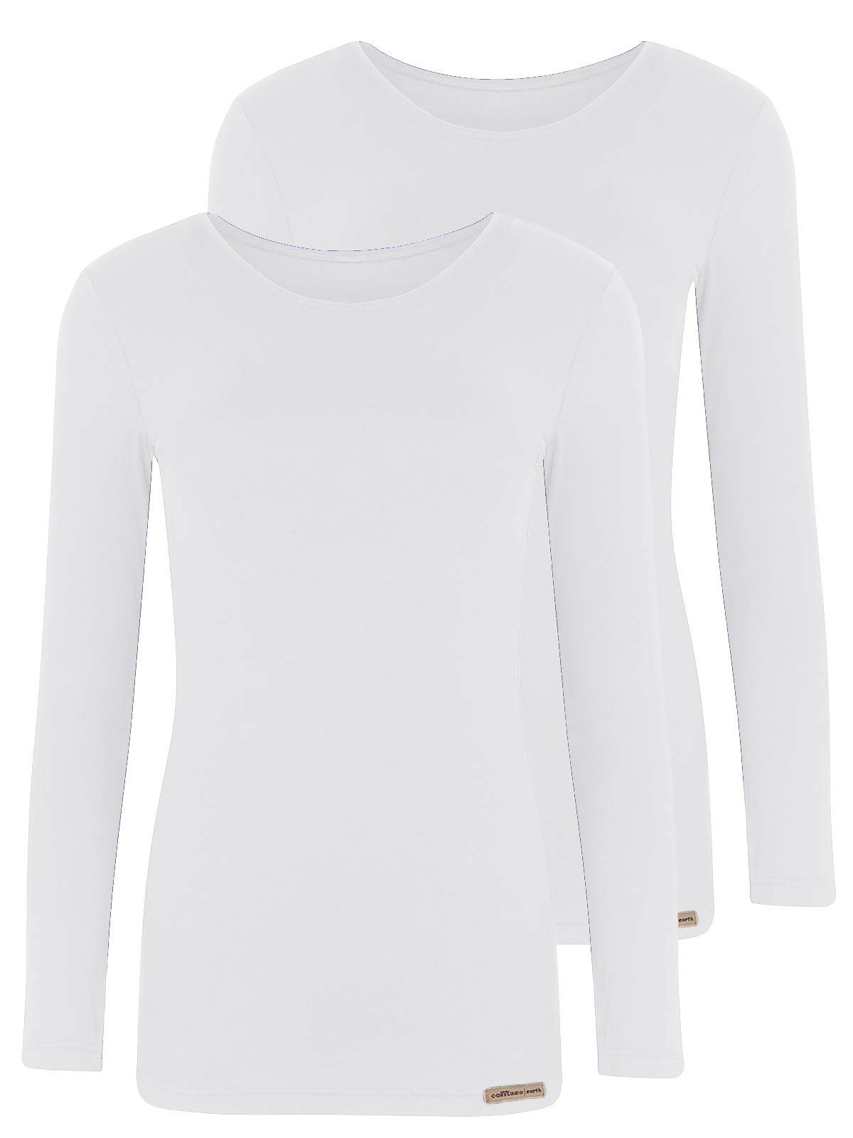 COMAZO Unterziehshirt 2er Pack Damen Langarm Shirt 2764 (Stück, 2-St) Vegan