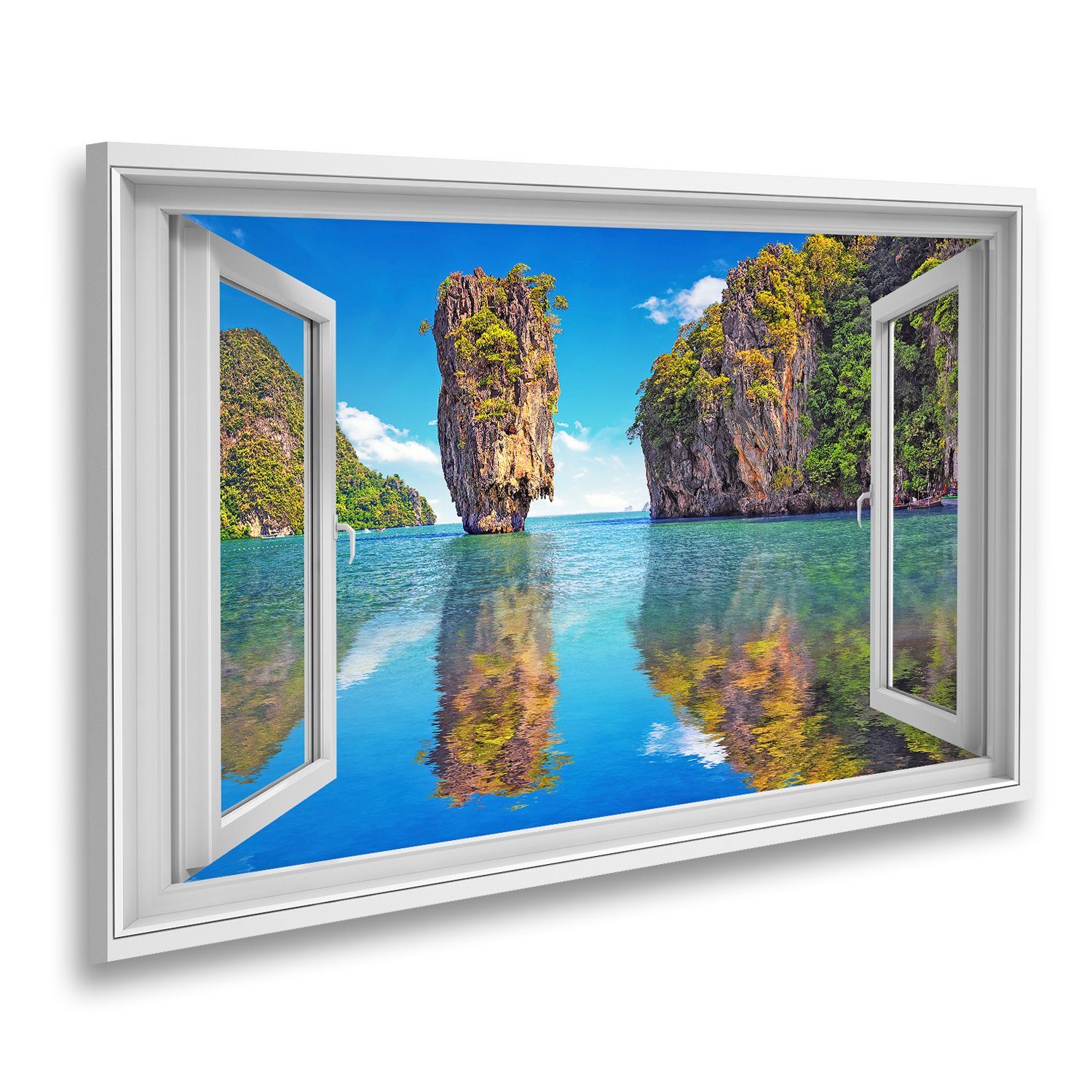 islandburner Leinwandbild Fensterblick Wunderschöne Natur Thailands James Bond Island spiegelt S