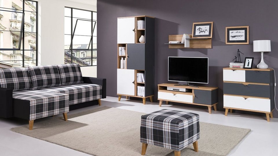 Stylefy Wohnwand Antares Wotan Eiche Graphit Set 4 St Wohnmöbel