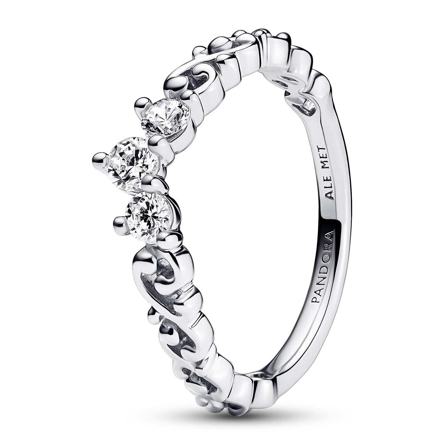 Pandora Fingerring Silberring für Edle Tiara mit Wirbel, Optik: glänzend