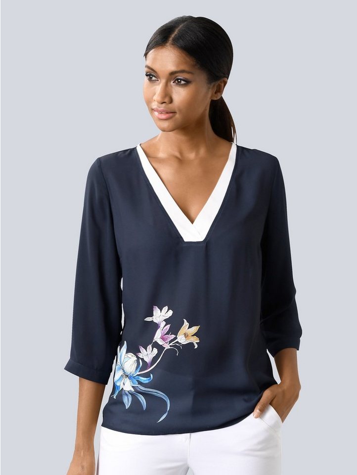 Alba Moda Bluse Mit Kontrastverarbeitung Am Halsausschnitt Online