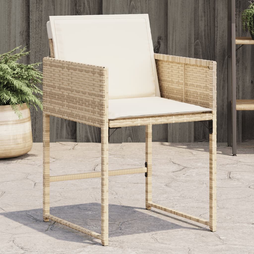 furnicato Gartenstuhl Gartenstühle mit Kissen 4 Stk. Beige Poly Rattan ...